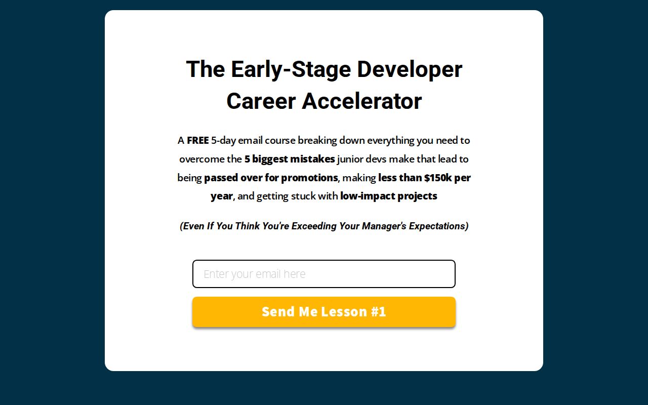 5 Day Early-Stage Dev Accelerator Email Education Course